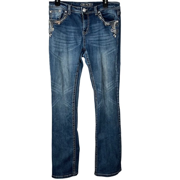 Grace in LA | Jeans | Grace In La Embellished Jeans Bootcut Dark Wash ...